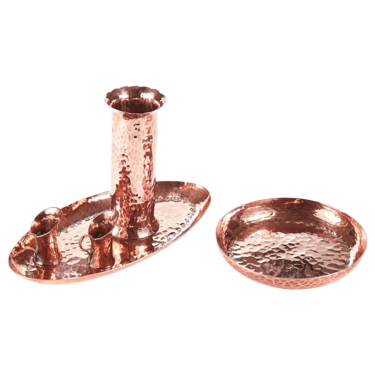 English Arts and Crafts Collection of Hand Hammered Copper Items ...