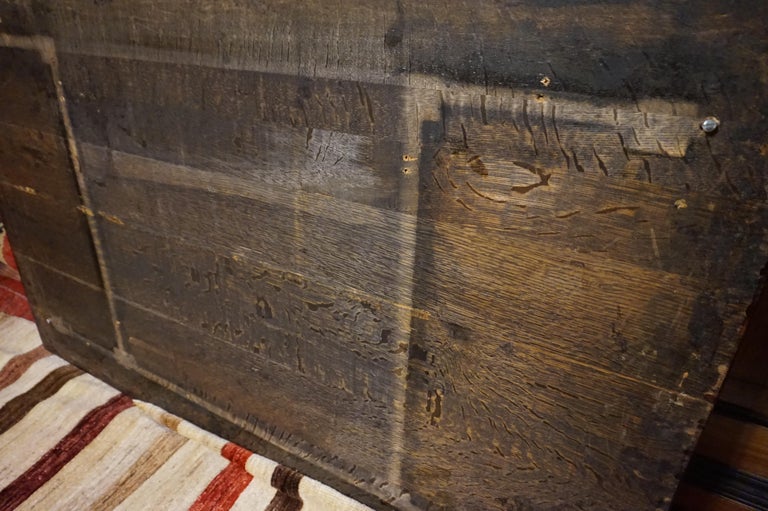 English Arts and Crafts Handmade Dark Stained Solid Oak Desk with Side ...