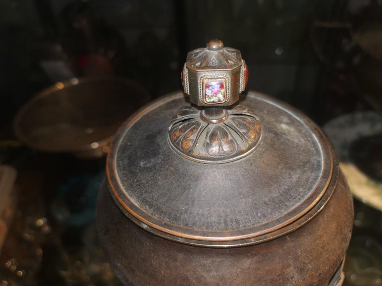 English Arts and Crafts Patinated Brass Chalice, Bowl and Lid with ...