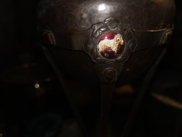 English Arts and Crafts Patinated Brass Chalice, Bowl and Lid with ...