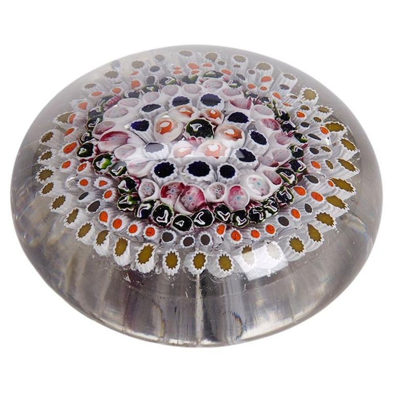 English Attributed Antique Concentric Cane Design Glass Paperweight For ...