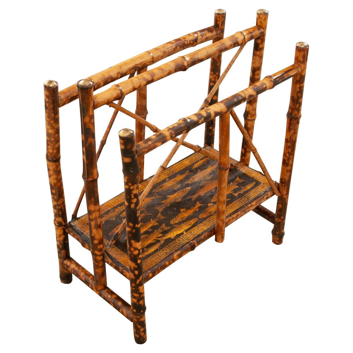 English Bamboo and Decoupage Magazine Rack For Sale at 1stDibs