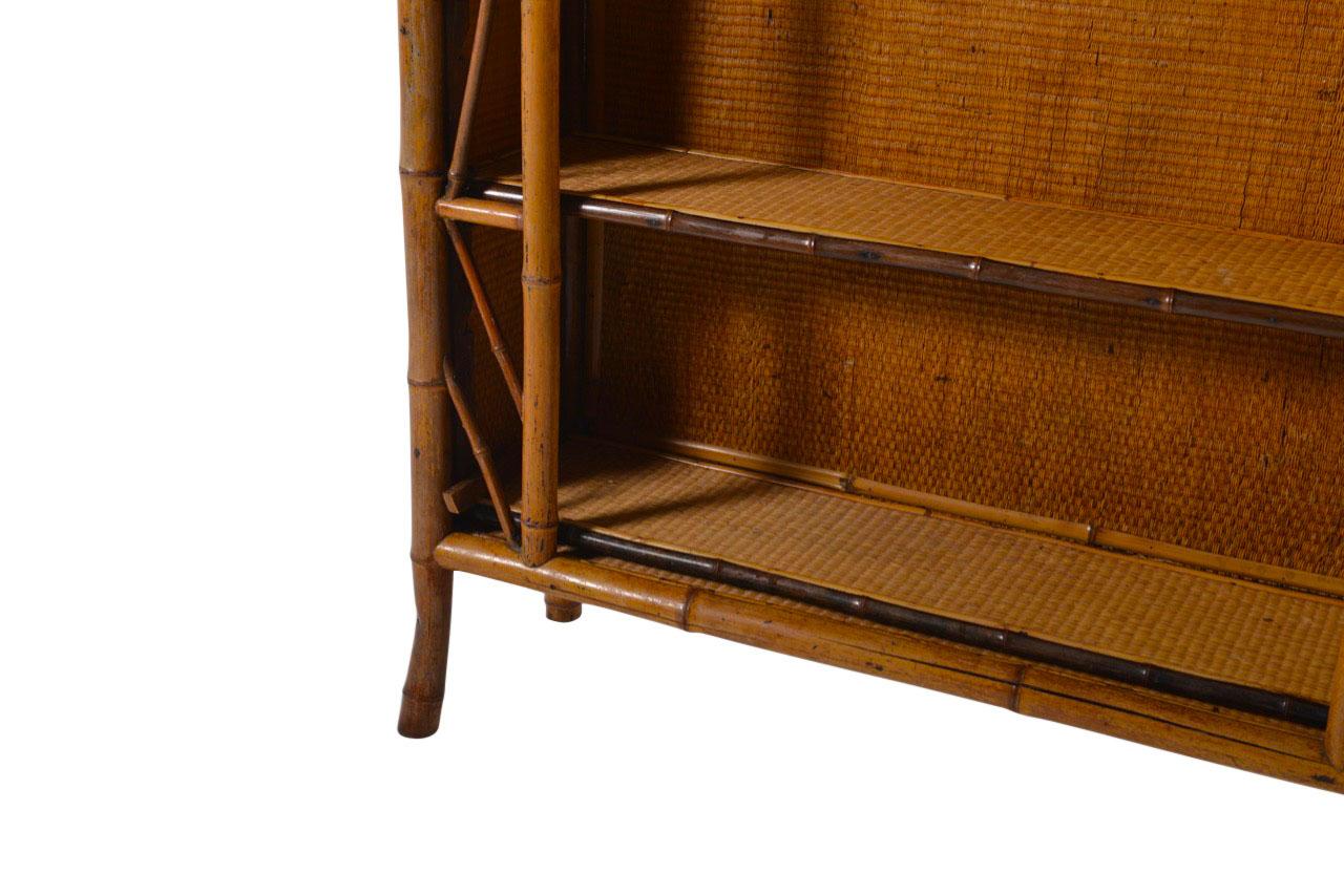 English Bamboo and Straw Bookcase, circa 1910 For Sale at 1stDibs