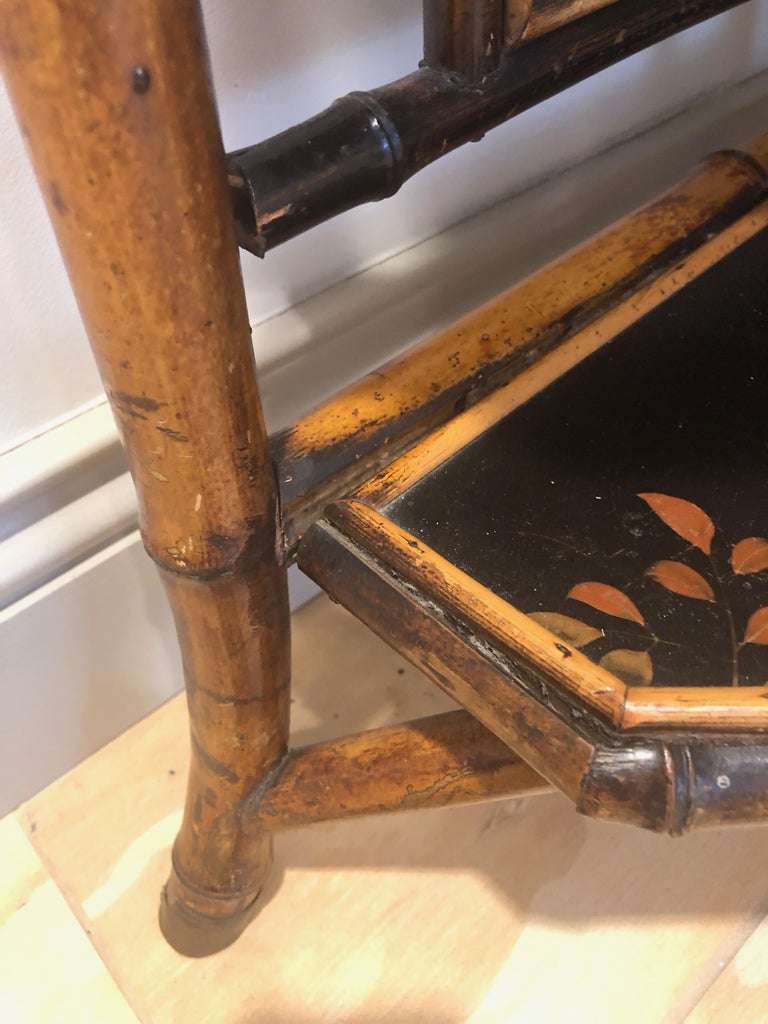 English Bamboo Corner Etagere at 1stDibs