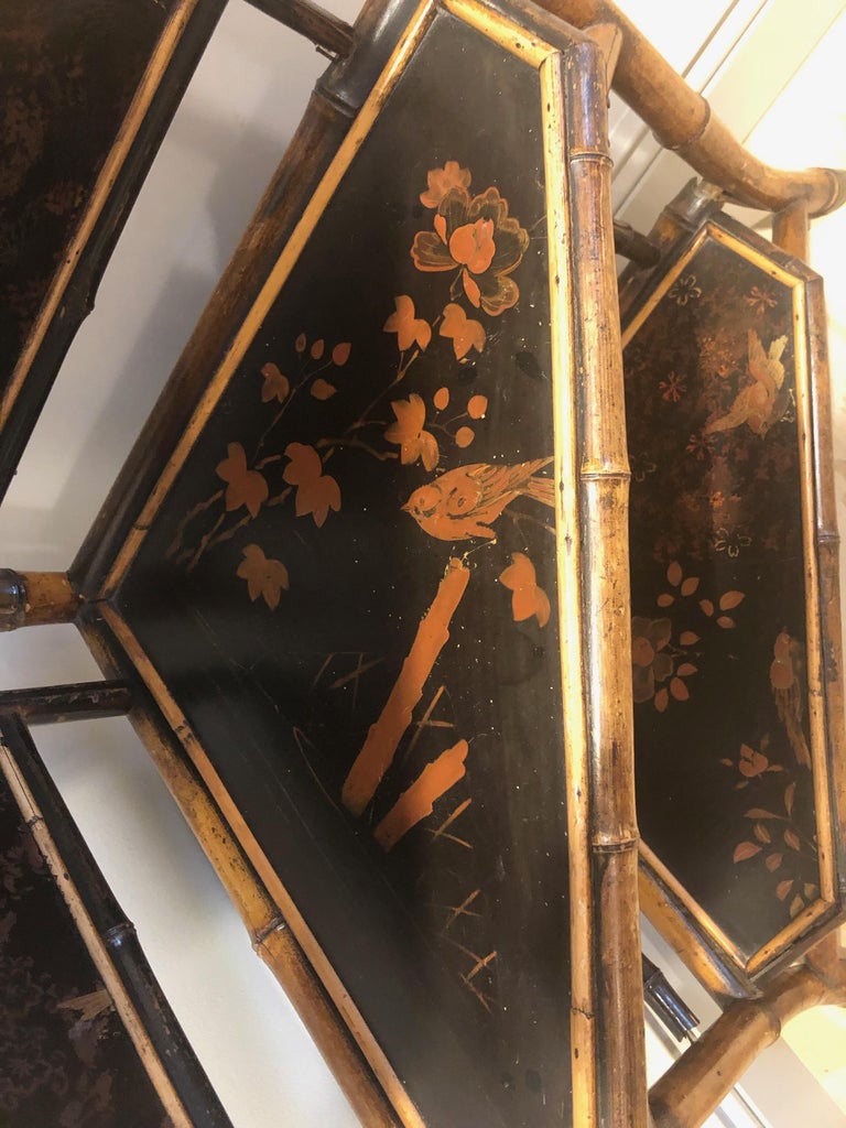 English Bamboo Corner Etagere at 1stDibs