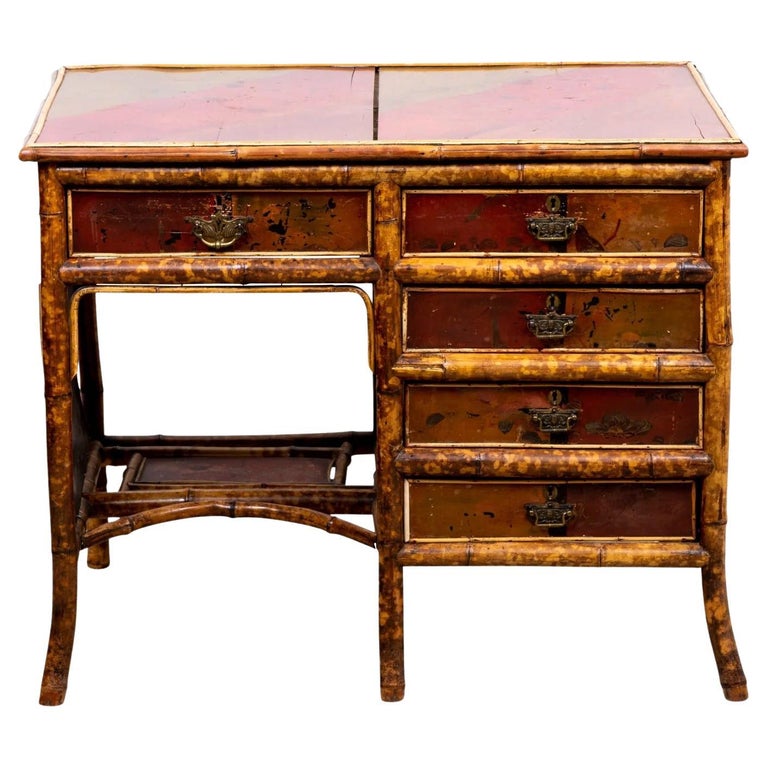 English Bamboo Lacquered Desk For Sale at 1stDibs
