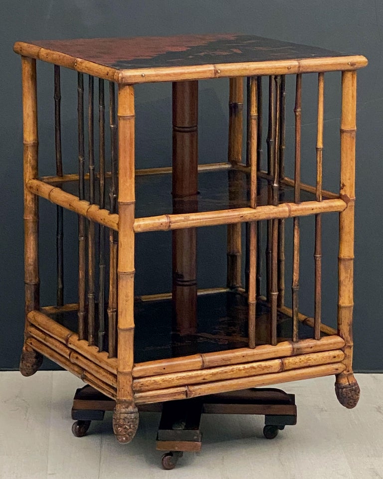 English Bamboo Revolving or Rotating Library Bookcase, circa 1870-1910 ...