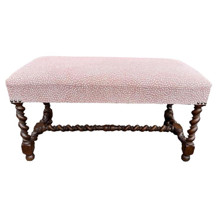 Charles II Barley Twist Upholstered Bench at 1stDibs | barley twist bench
