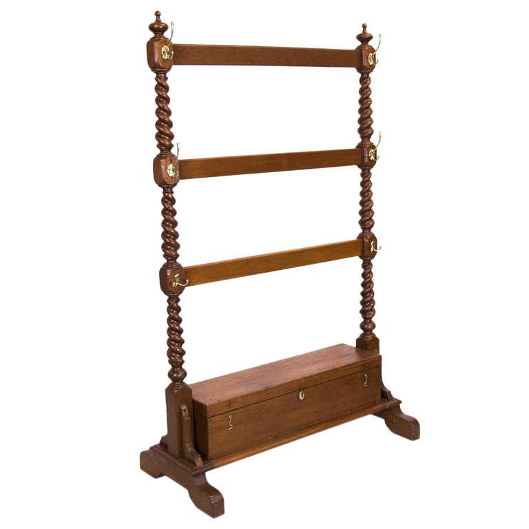 English Barley Twist Teakwood Horse Tack Rack /Chest For Sale at 1stDibs