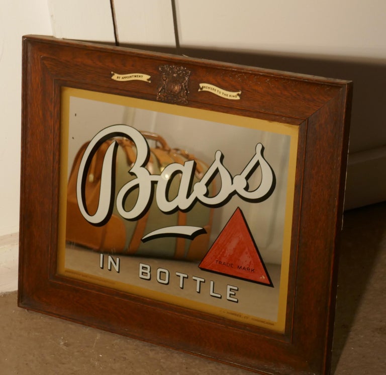 English Bass Beer Advertising Mirror, Pub Mirror with Royal Warrant at ...