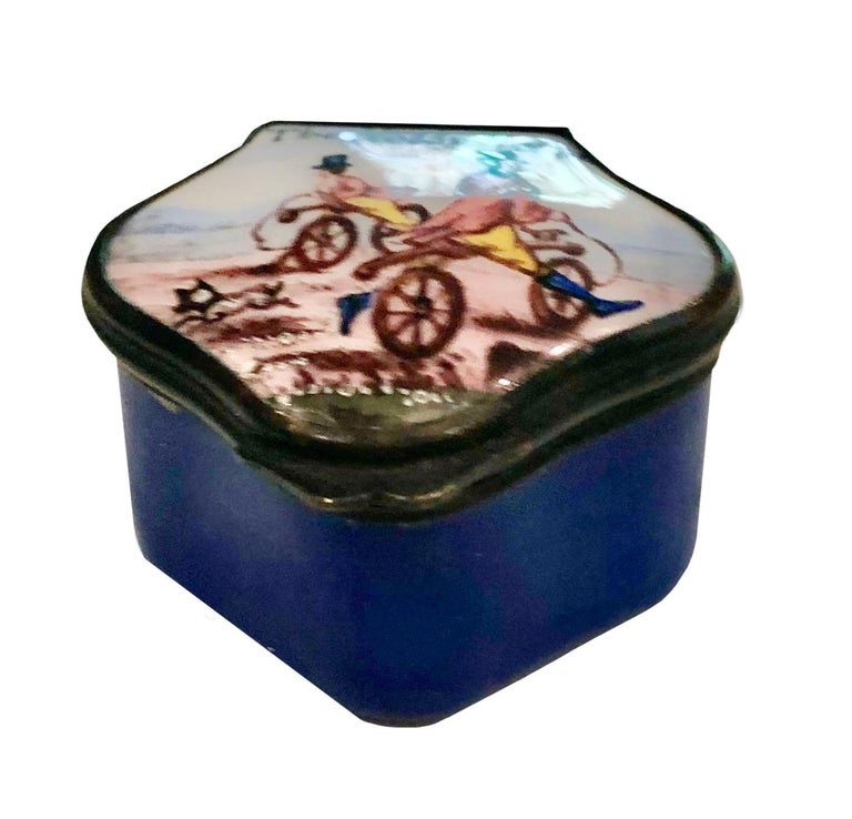 English Battersea Box Depicting Gentlemen on Hobbyhorses For Sale at ...