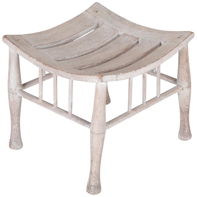English Beech Wood Thebes Stool with Cerused Finish For Sale at 1stDibs