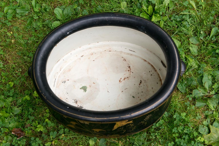 English Black and Gold Tole Planter at 1stDibs