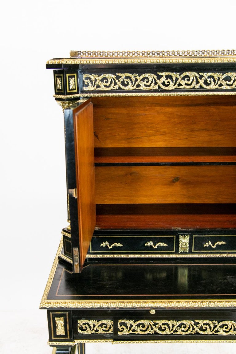 English Black Lacquer Step Back Cabinet For Sale at 1stDibs