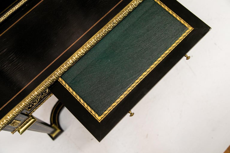 English Black Lacquer Step Back Cabinet For Sale at 1stDibs