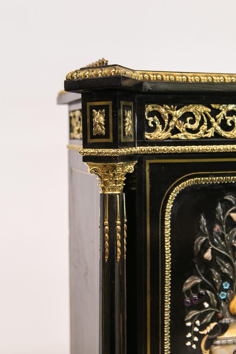 English Black Lacquer Step Back Cabinet For Sale at 1stDibs