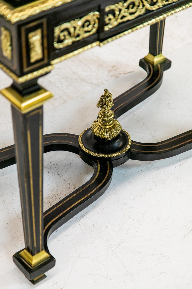 English Black Lacquer Step Back Cabinet For Sale at 1stDibs