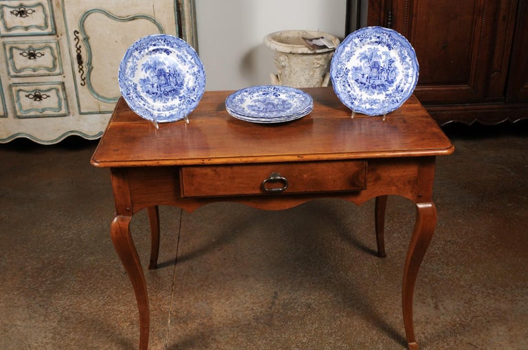 English Blue and White Transfer Plates with Gothic Ruins Motifs, 19th ...