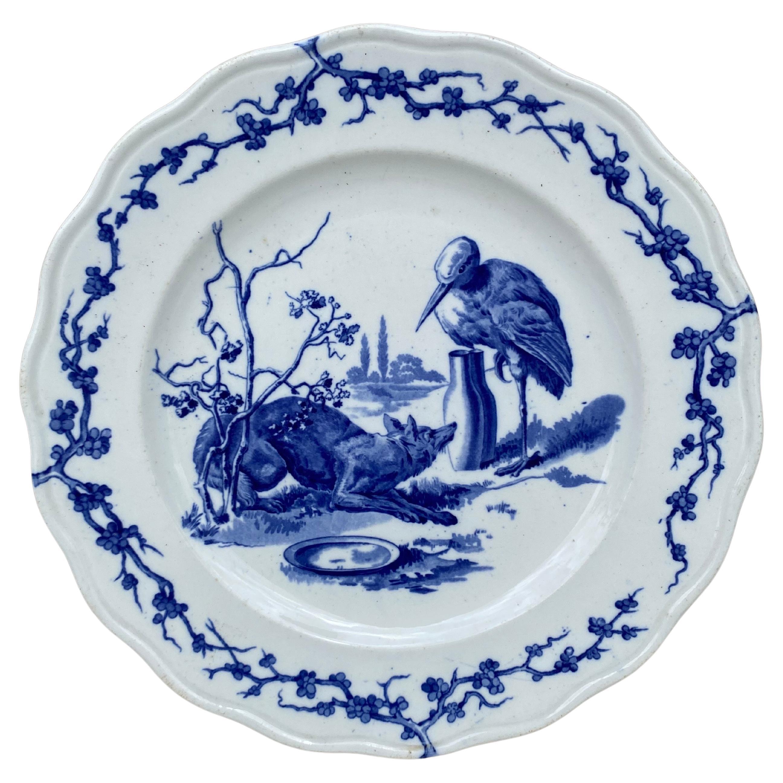 English Blue and White Plate Heron Brown Westhead and Moore, circa 1890 ...