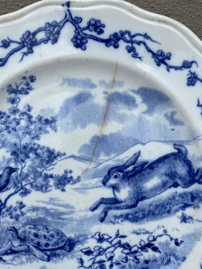 English Blue and White Plate Rabbit &Turtle Brown Westhead and Moore ...