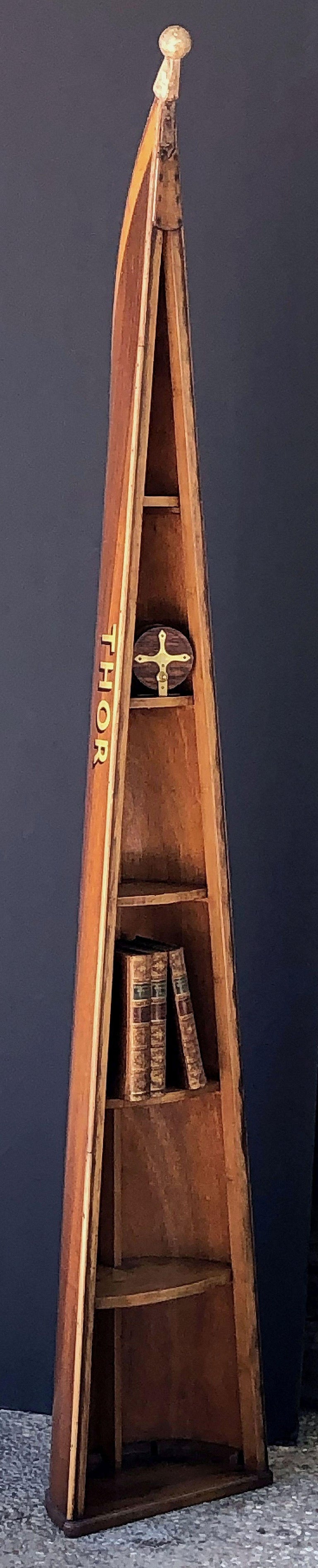 English Boat Shelf or Book Case of Mahogany in the Form of a Row Boat ...