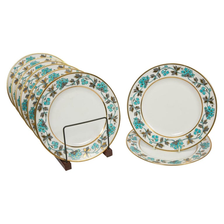English Bone China Dessert Dishes a Set of Eight Turquoise Made Mid ...