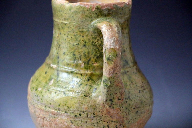 English Borderware Post Medieval Pitcher with Green Glaze, Late 16th ...