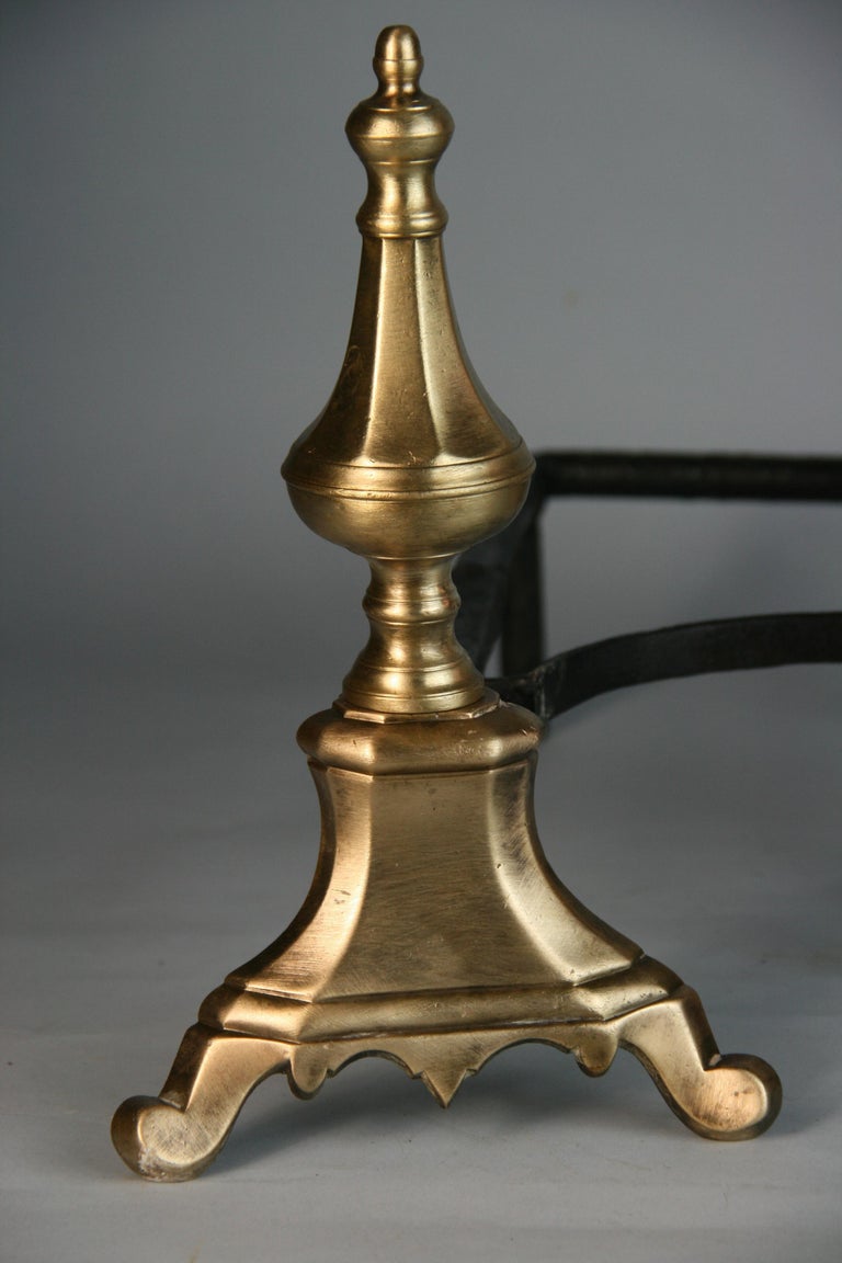 English Brass and Iron Hand Made Andirons For Sale at 1stDibs