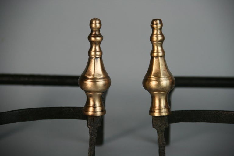 English Brass and Iron Hand Made Andirons For Sale at 1stDibs
