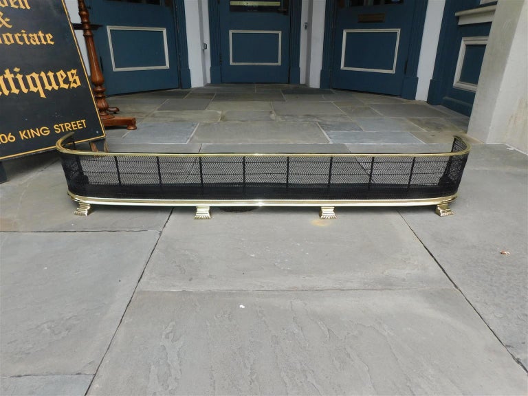 English Brass and Artistic Wire Work Fire Place Fender with Stylized ...