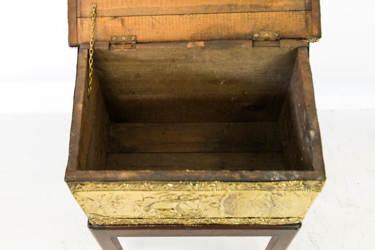 English Brass Kindling Box on Stand For Sale at 1stDibs | kindling box ...