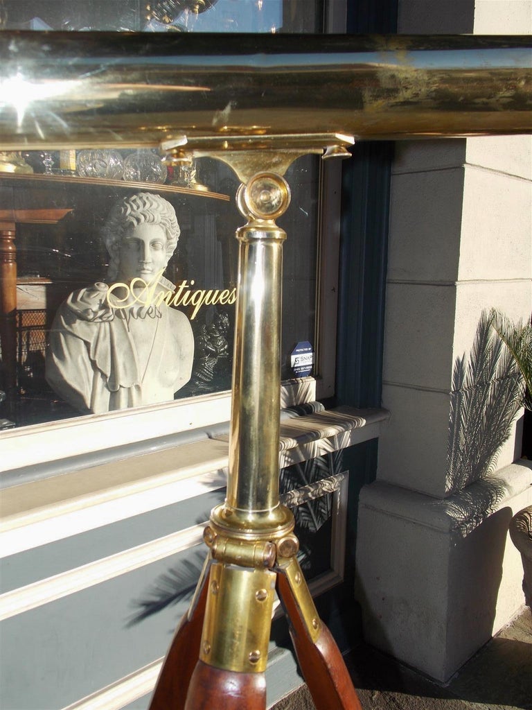 English Brass Mounted Telescope on Walnut Tripod Stand with Case, Circa ...