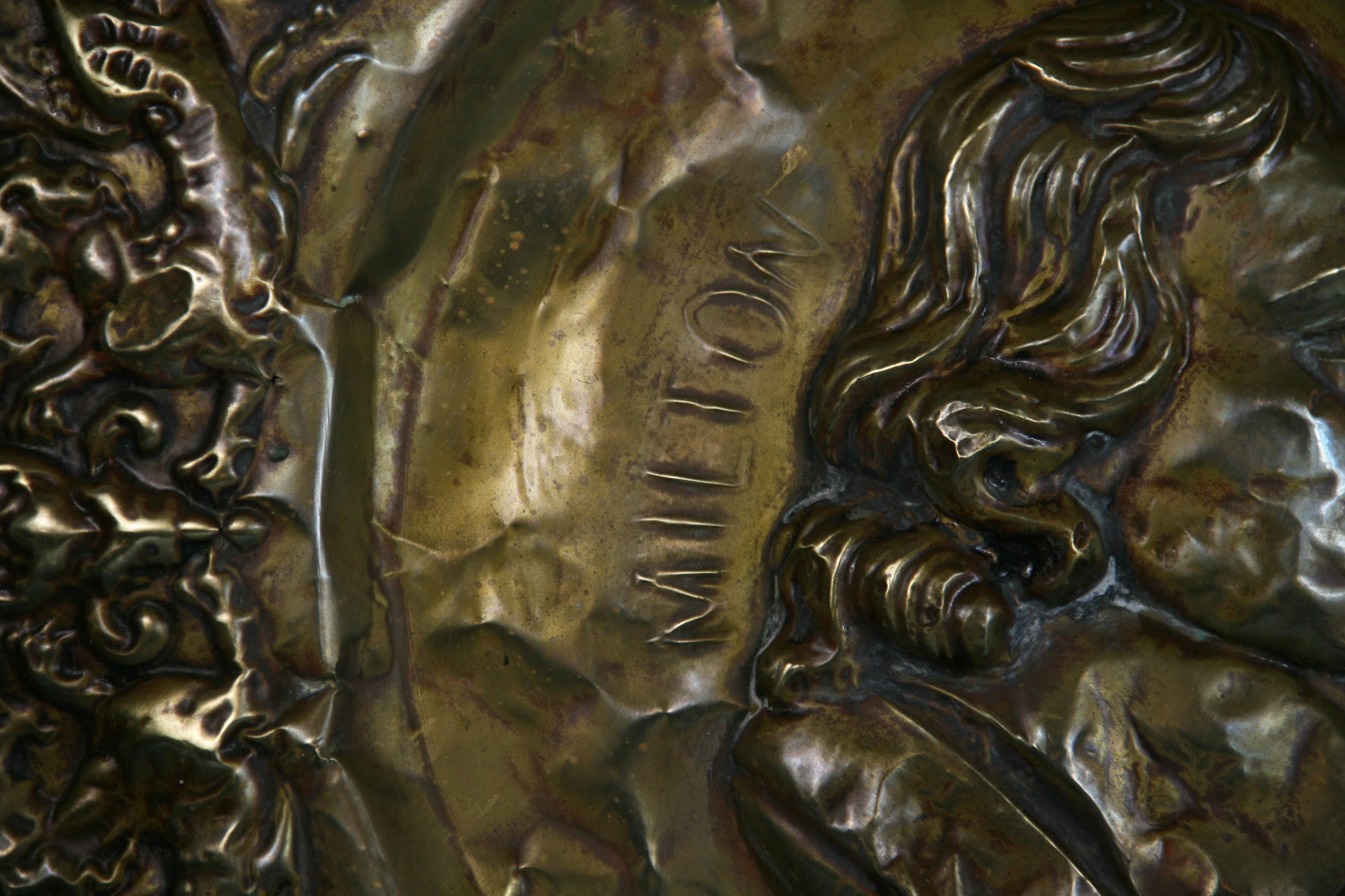 English Brass Repousse Wall Panel Depicting Milton For Sale at 1stDibs