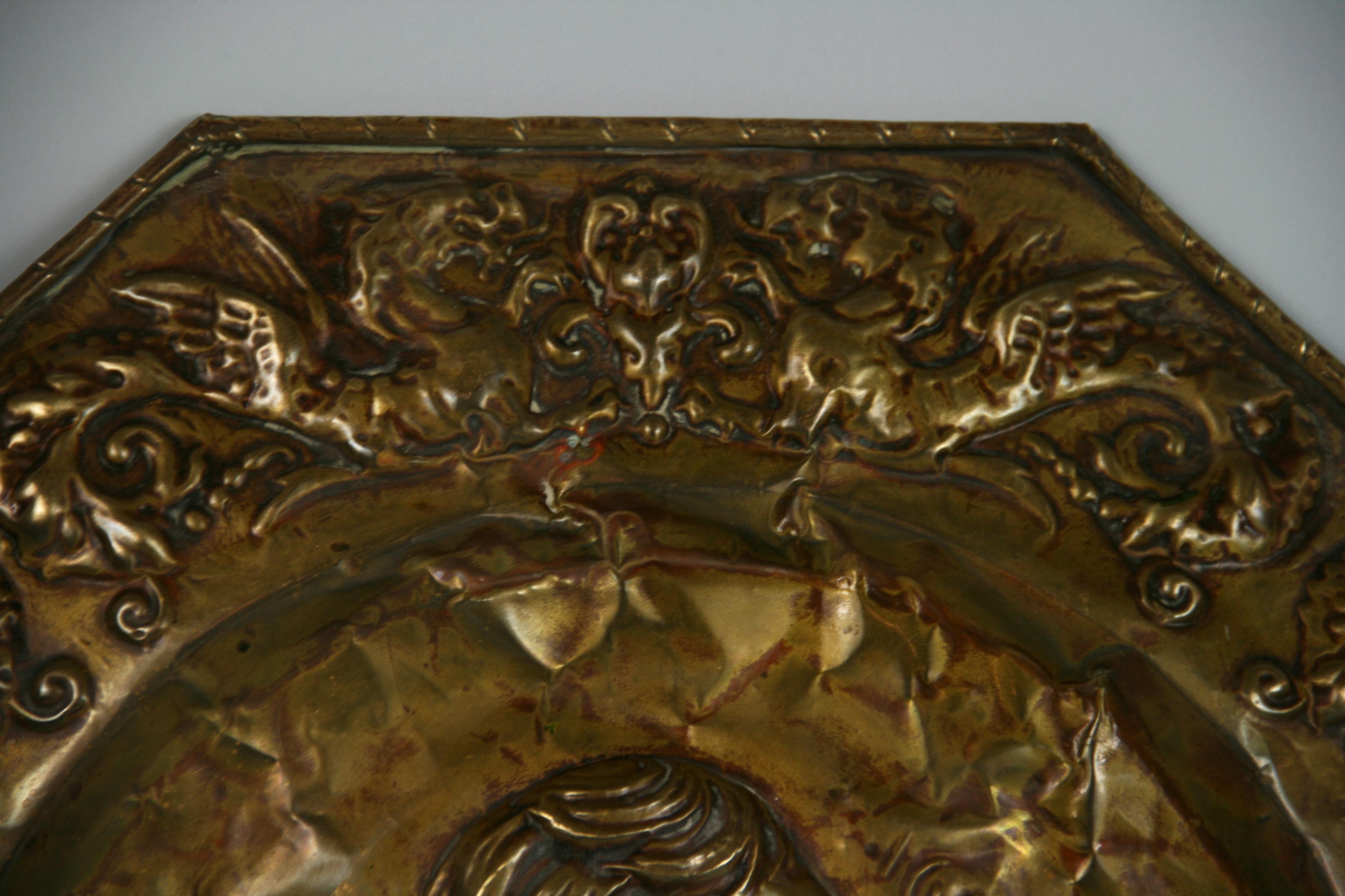 English Brass Repousse Wall Panel Depicting Milton For Sale at 1stDibs