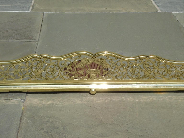 English Brass Serpentine Engraved Urn Foliage and Dragon Fire Place ...