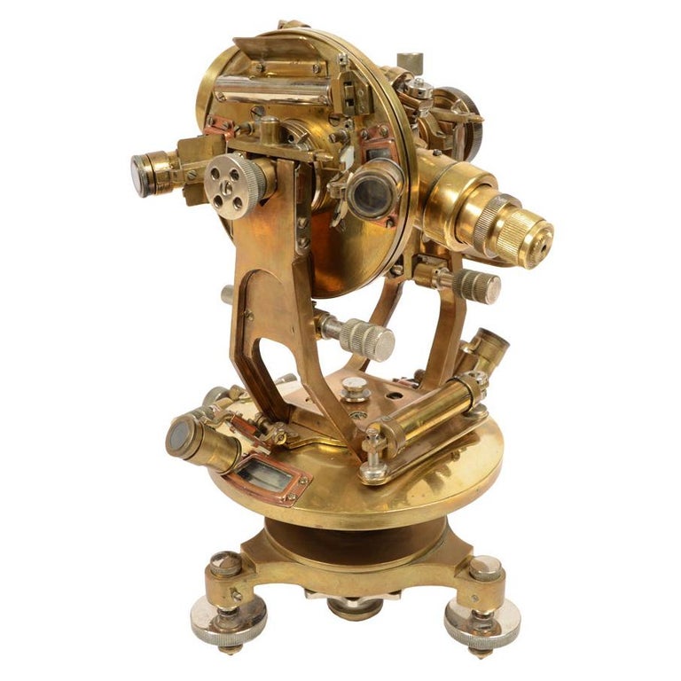 1900s English Antique Brass Tacheometer, surveying instrument For Sale ...