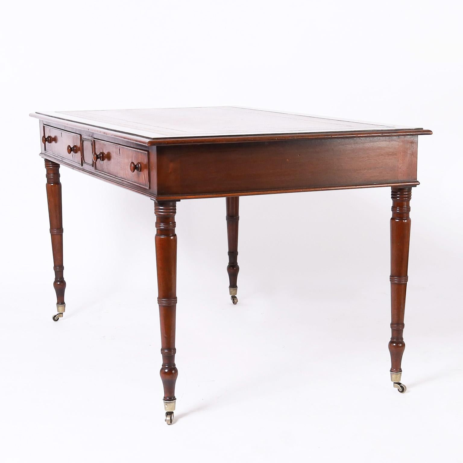 English British Colonial Leather Top Writing Desk at 1stDibs