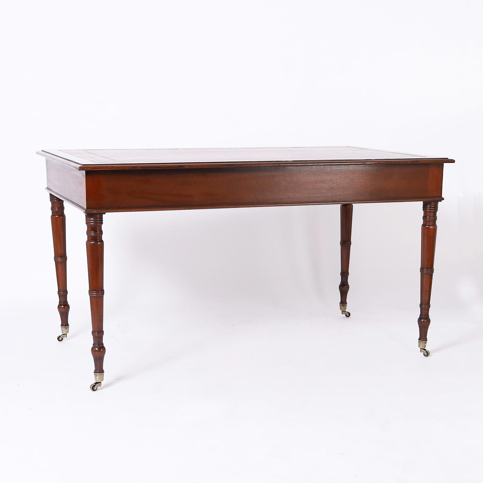 English British Colonial Leather Top Writing Desk at 1stDibs