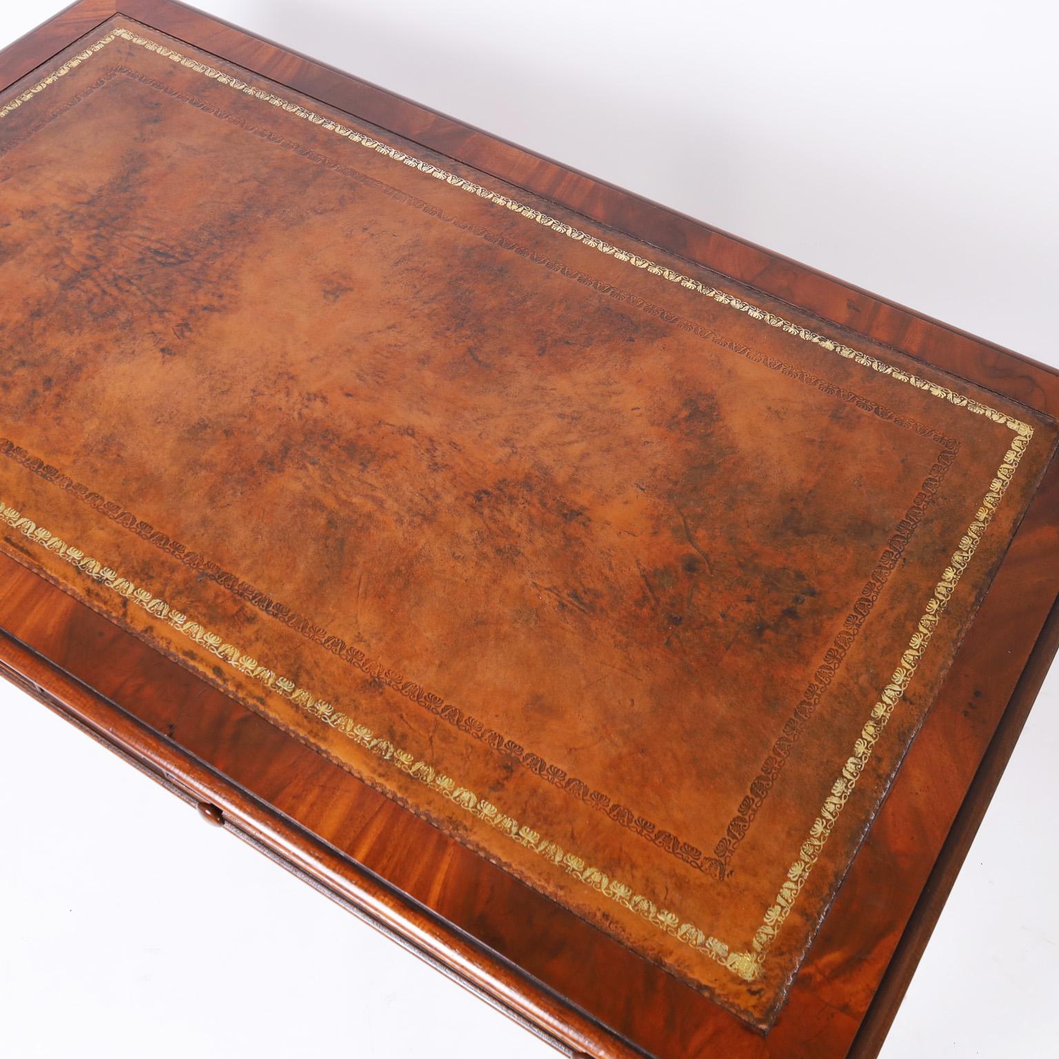 English British Colonial Leather Top Writing Desk at 1stDibs