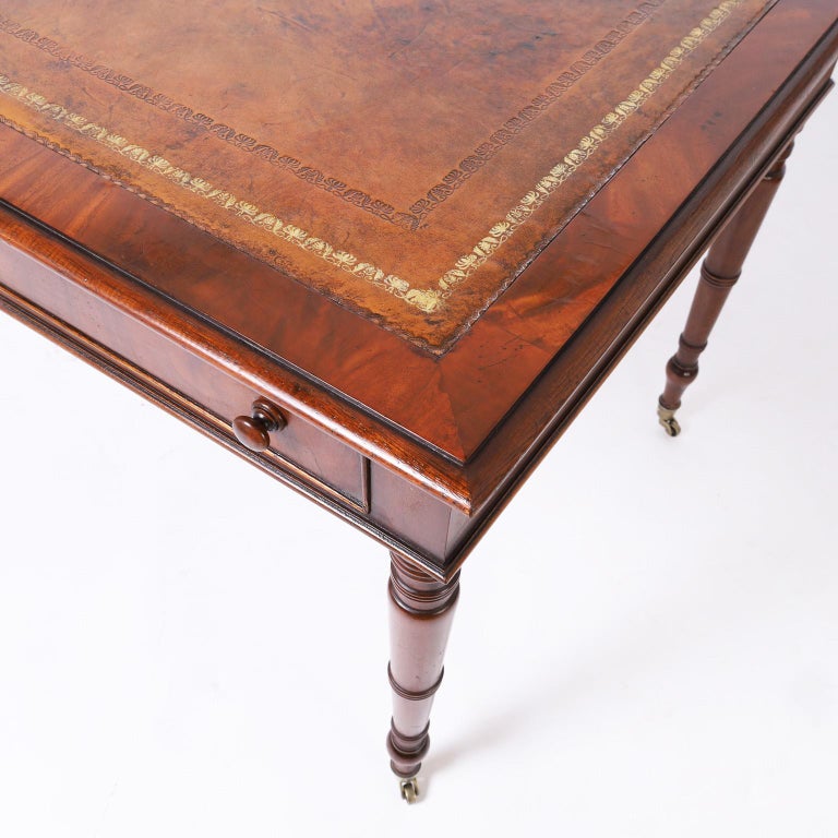 English British Colonial Leather Top Writing Desk For Sale at 1stDibs