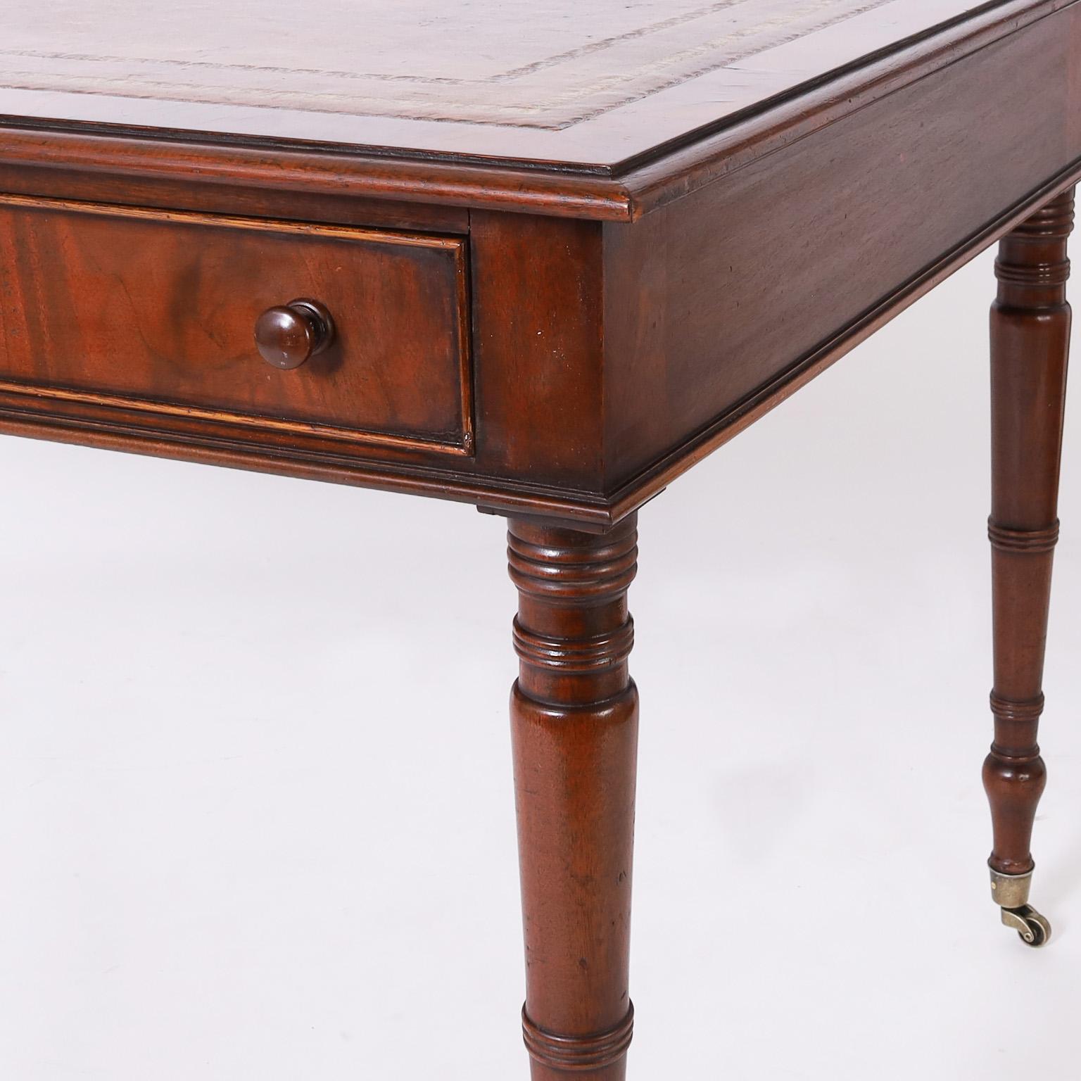 English British Colonial Leather Top Writing Desk at 1stDibs