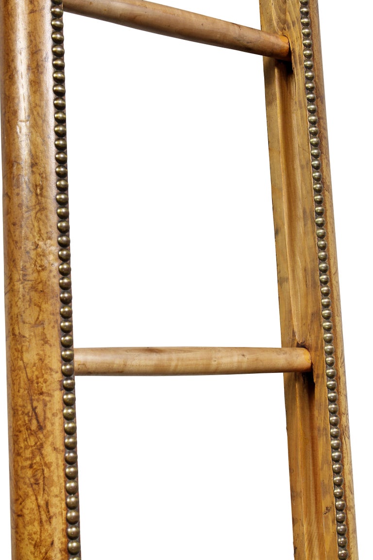 English Brown Leather and Brass Tack Stick Ladder at 1stDibs