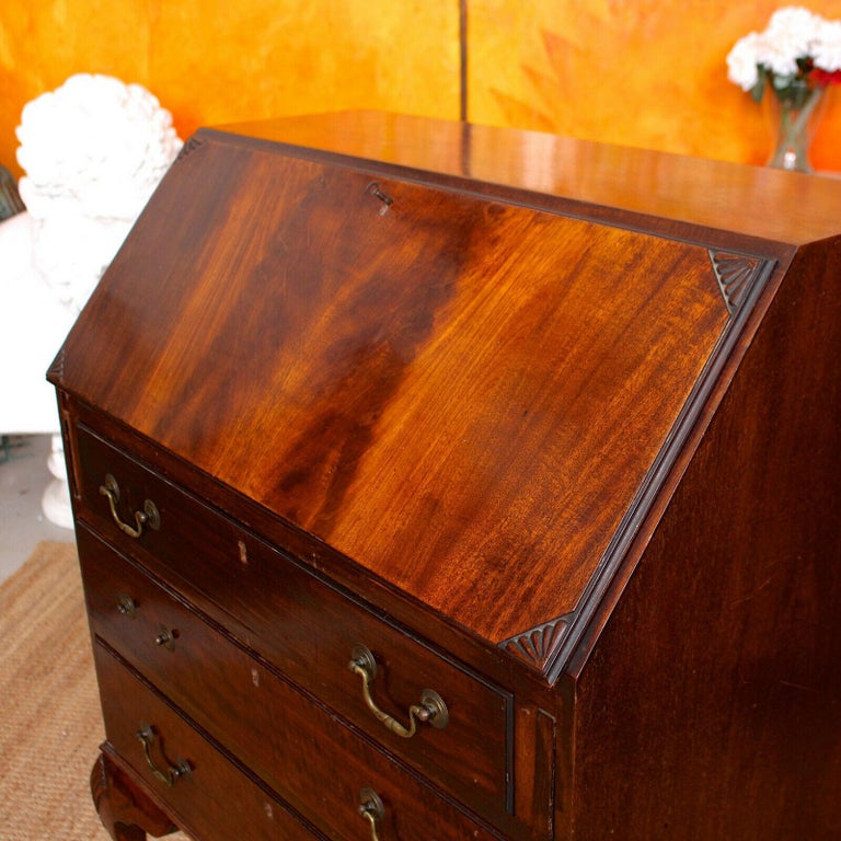 English Bureau Edwardian Mahogany Writing Desk Chest at 1stDibs