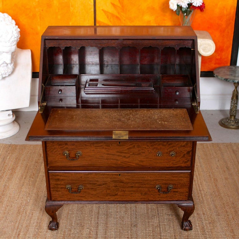 English Bureau Mahogany Writing Desk Chest For Sale at 1stDibs