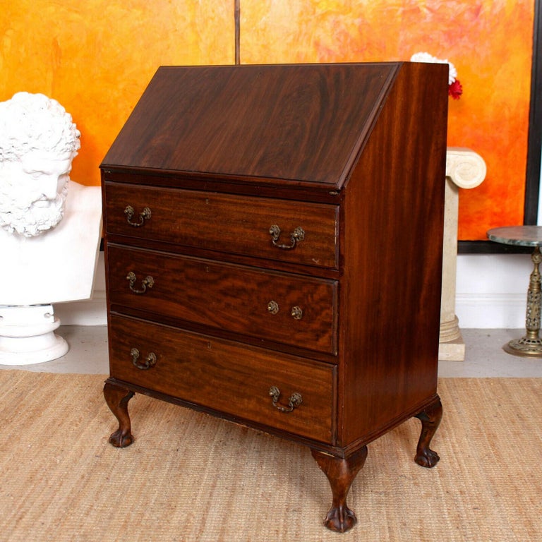 English Bureau Mahogany Writing Desk Chest For Sale at 1stDibs