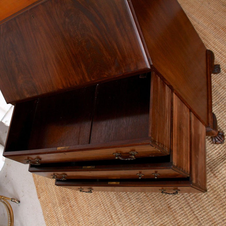 English Bureau Mahogany Writing Desk Chest For Sale at 1stDibs