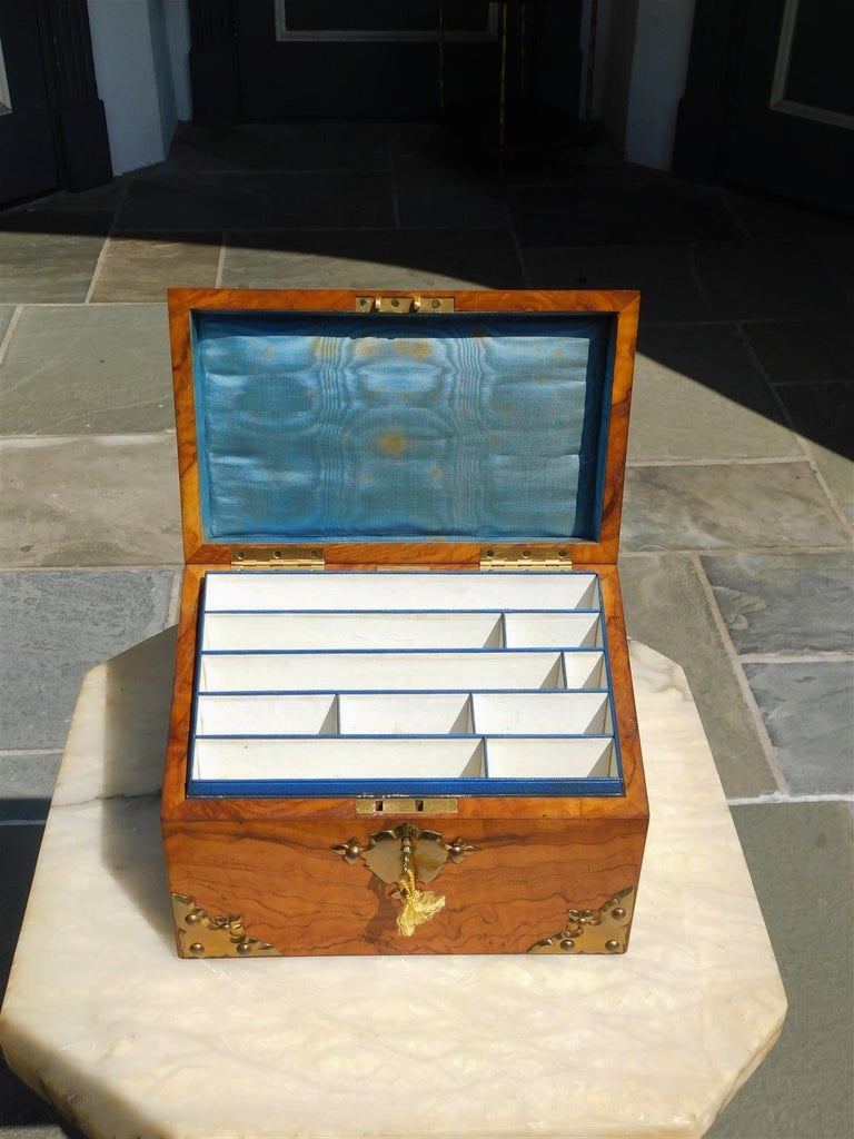 English Burl Walnut and Figural Cherub Wedgewood Letter Box with Mounts ...