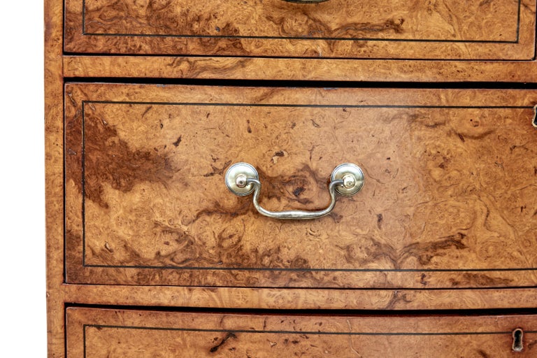 English Burr Walnut Bow Front Chest of Drawers Circa 1870 with ...