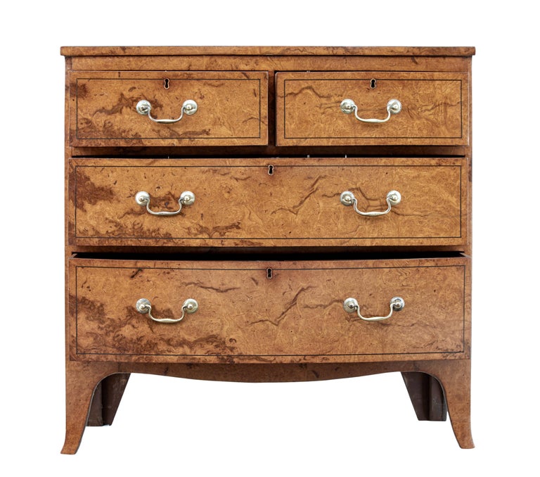 English Burr Walnut Bow Front Chest of Drawers Circa 1870 with ...