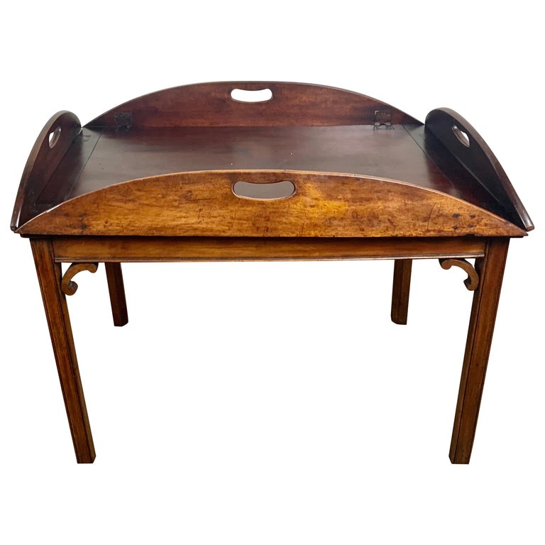 English Butler Style Mahogany Tea Table, circa 1940s at 1stDibs